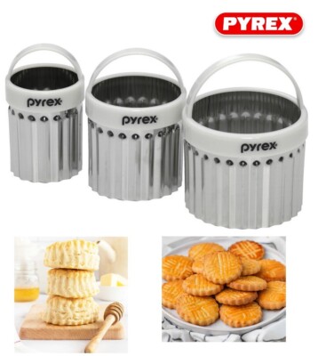 Pyrex Platinum Crinkle Scone Cutter Cookie Cutter Pastry Cutter 3pcs ...