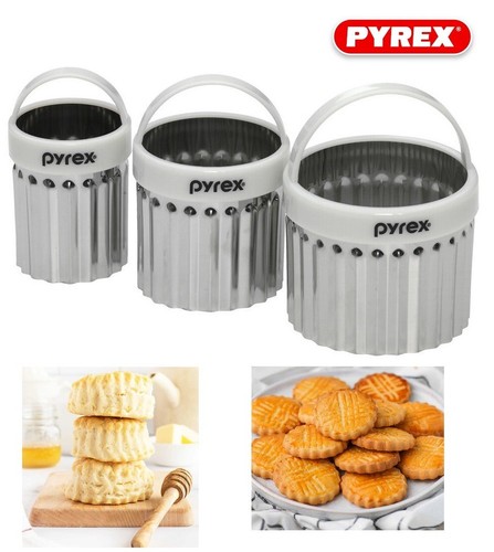 Pyrex Platinum Crinkle Scone Cutter Cookie Cutter Pastry Cutter 3pcs ...