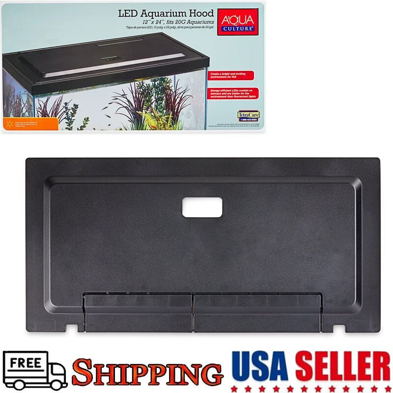 55 Gal Aquarium With Fluorescent Light Hood Gallon Fish Tank Led Hood