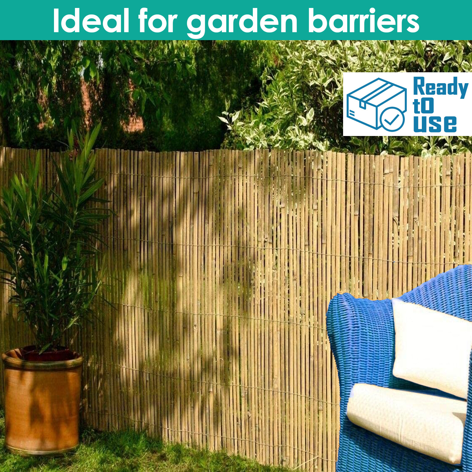 Bamboo Slat Reed Screening Roll Garden Fencing Panel Outdoor Privacy ...