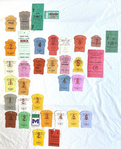 Vintage 35pc Lot Sideline Bench Pass Passes + 2 Tickets Ole Miss Rebels ...