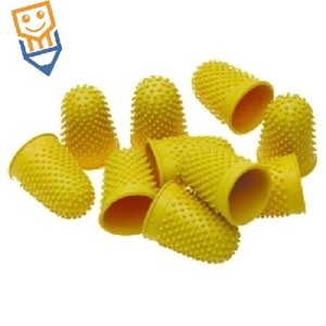 RUBBER THIMBLES Thimblettes FINGER CONES Large YELLOW Size2 20mm ...