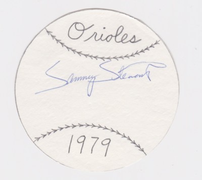 SAMMY STEWART SIGNED 3" BASEBALL DISC AUTO AUTOGRAPH DATED 1979 JSA D ...