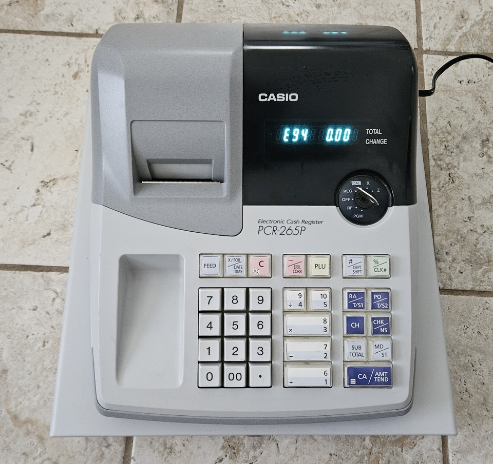 Casio PCR-265P Electronic Cash Register w/OP Key for Parts or Repair | eBay