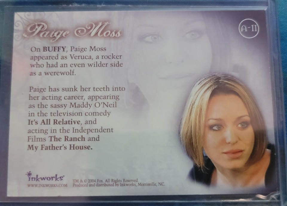 Buffy the Vampire Slayer A-11 Autograph Paige Moss as Veruca | eBay