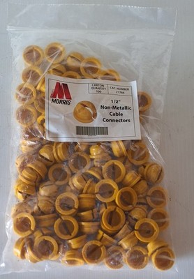 100 Romex Non-Metallic Connectors 1/2" Yellow Size 14/2 or 12/2 PN ...