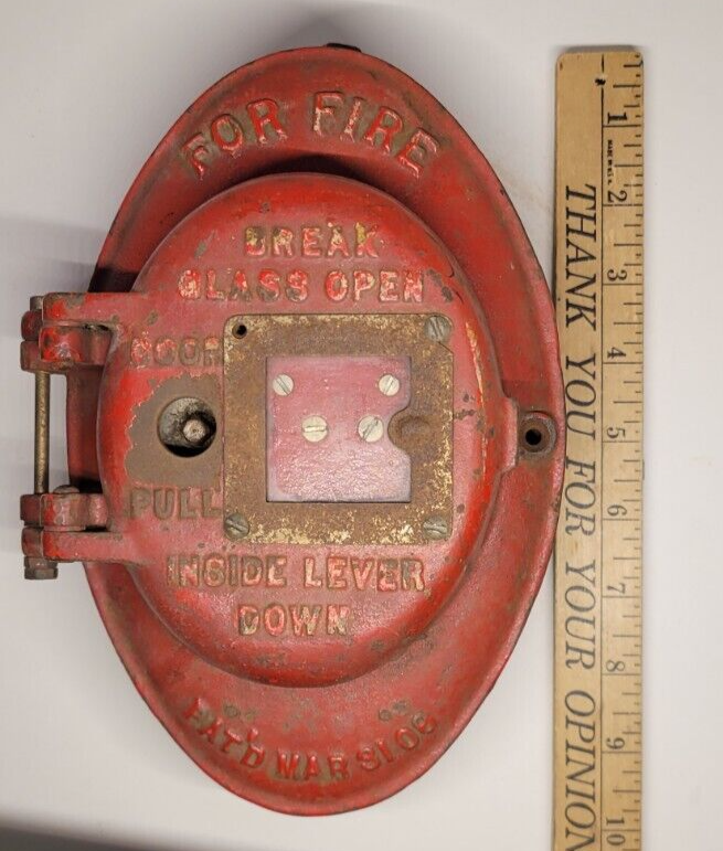 VINTAGE OVAL A.D.T. FIRE ALARM CALL BOX PULL STATION Break Glass ...