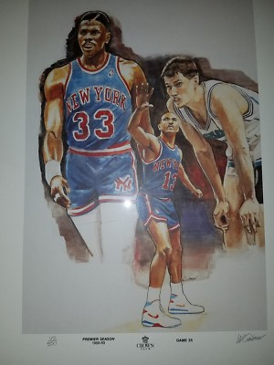 Hornets Lithograph Patrick Ewing Knicks Signed LE Winford Galmon artist ...