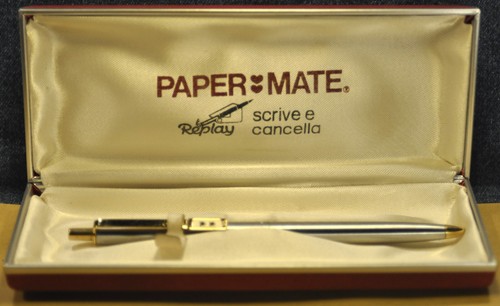 "Paper Mate" Powerpoint Chrome> Thin Ballpoint pen US made c.1979's w ...