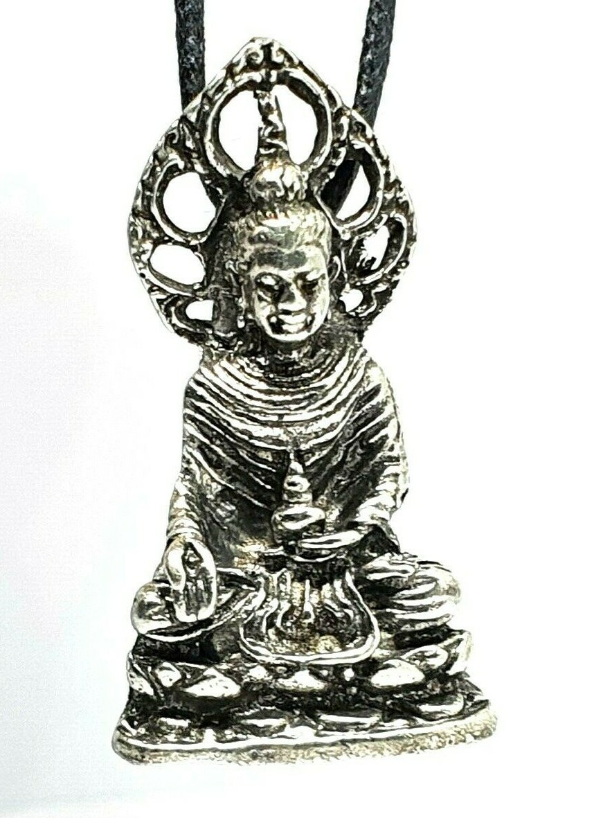 Medicine Buddha Necklace Pendant Indian God Cord Lace Amida Buddha ...