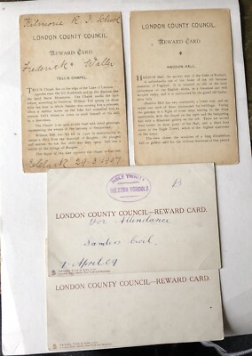 London County Council Reward Cards x4 Various Views, 1 Dated 1907 2x R ...