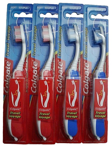 Set of 4 Colgate Travel On-The-Go Folding Voyage Soft 90 Toothbrushes ...