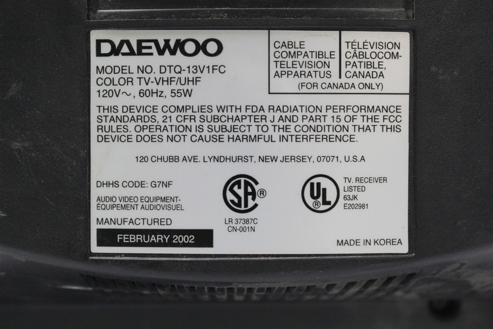 Daewoo 13" CRT Color TV Retro Gaming Television DTQ-13V1FC NO REMOTE | eBay