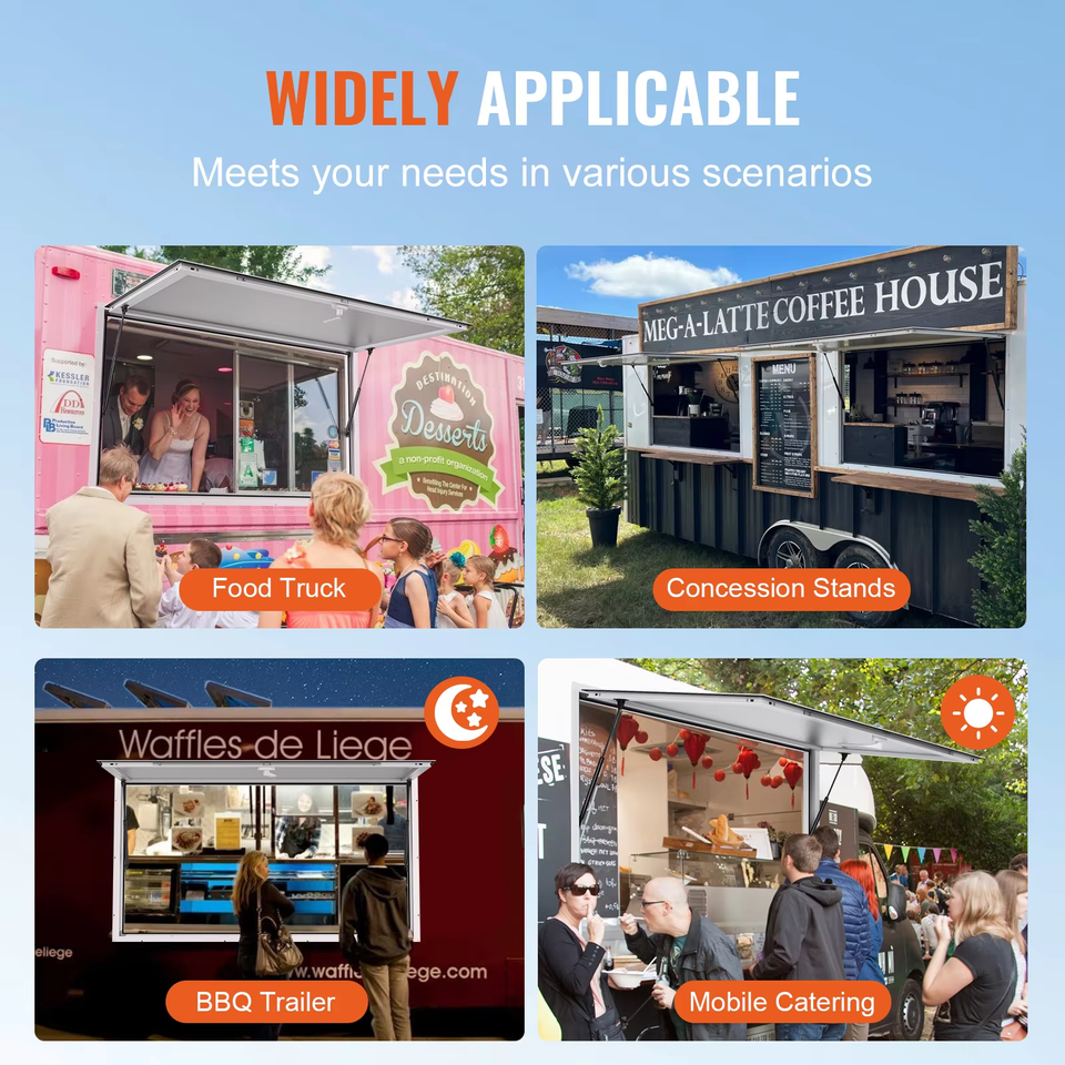 74"x 40" Food Truck Concession Window, Aluminum Frame, Easy Open ...