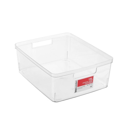 Box Sweden 35cm Crystal Sort Container 15L w/ Handle Organiser Storage ...
