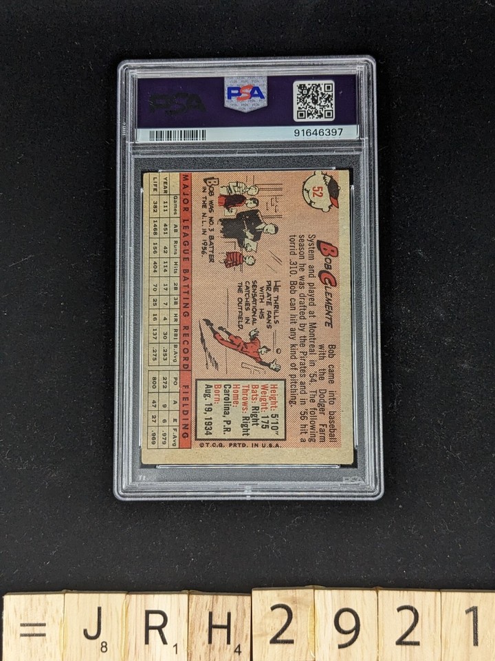 PSA 3 - Very Good, VG - Bob Clemente - 1958 Topps Miscut MC #52 | eBay