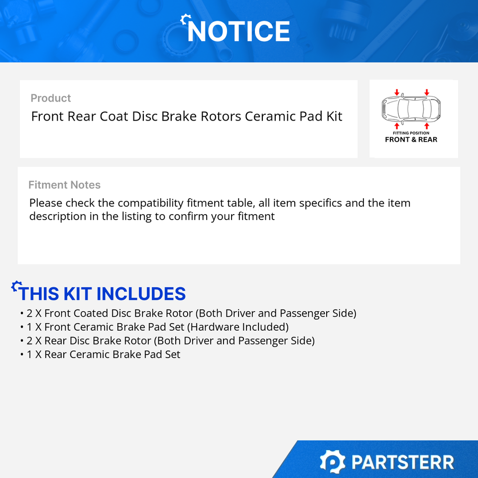 Disc Brake Rotors and Pads Kit for 14-17 Nissan Front and Rear KGC ...