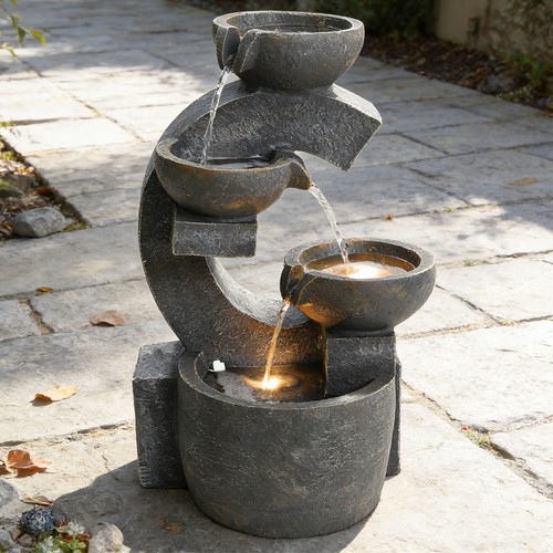 Electric Large Patio Statues LED Fountain Garden Water Feature Indoor ...