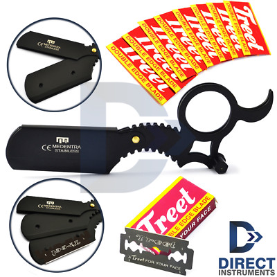 Professional Black Finger Ring Style Barber Hair Shaving Razor Straight ...