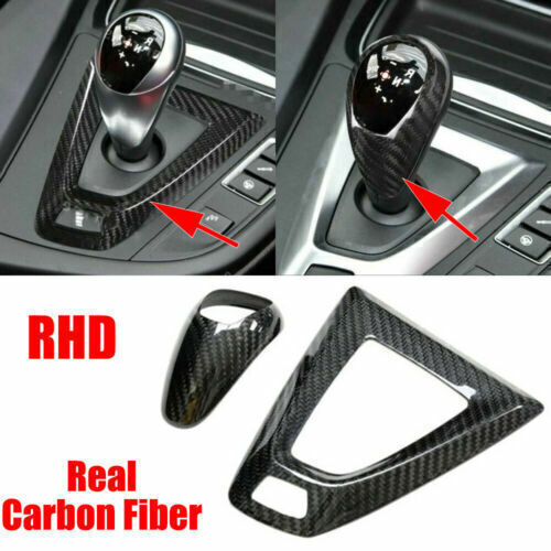 2PCS Real Carbon Fiber Gear Shift Knob Cover Fit for BMW F30 M3 RHD ...
