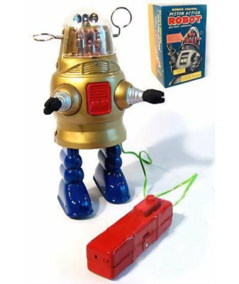 Remote Control Piston Action Robot Battery Operated Gold/blue Tr-2051 ...