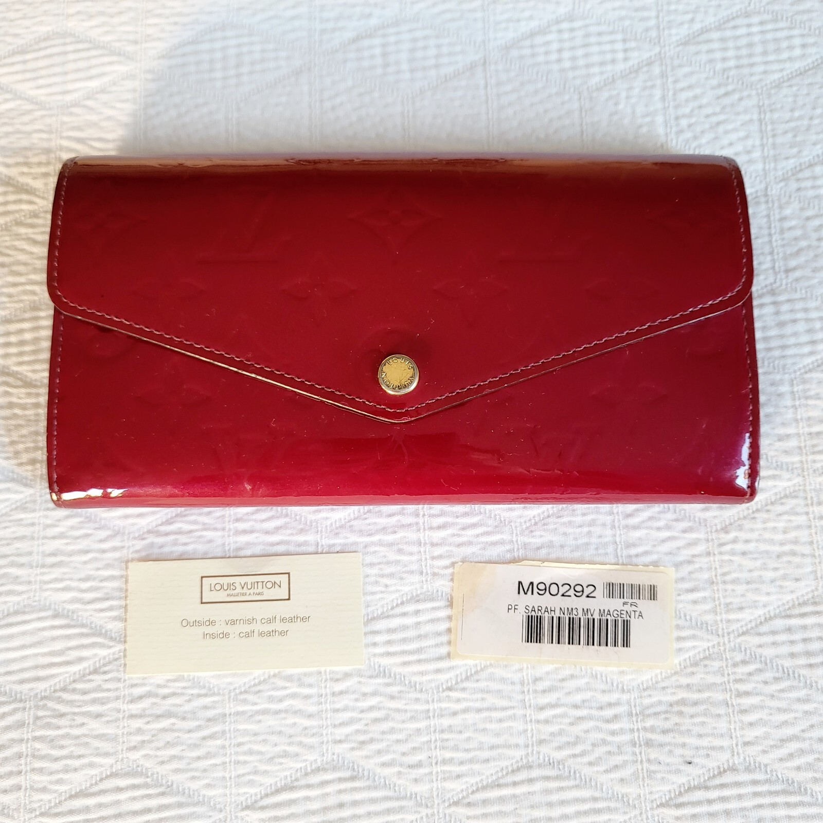 Louis Vuitton sarah wallet magenta vernis leather authentic | eBay