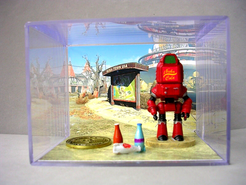 Fallout NUKA WORLD Nukatron Nukacade Token Quantum Cherry Mini Diorama ...