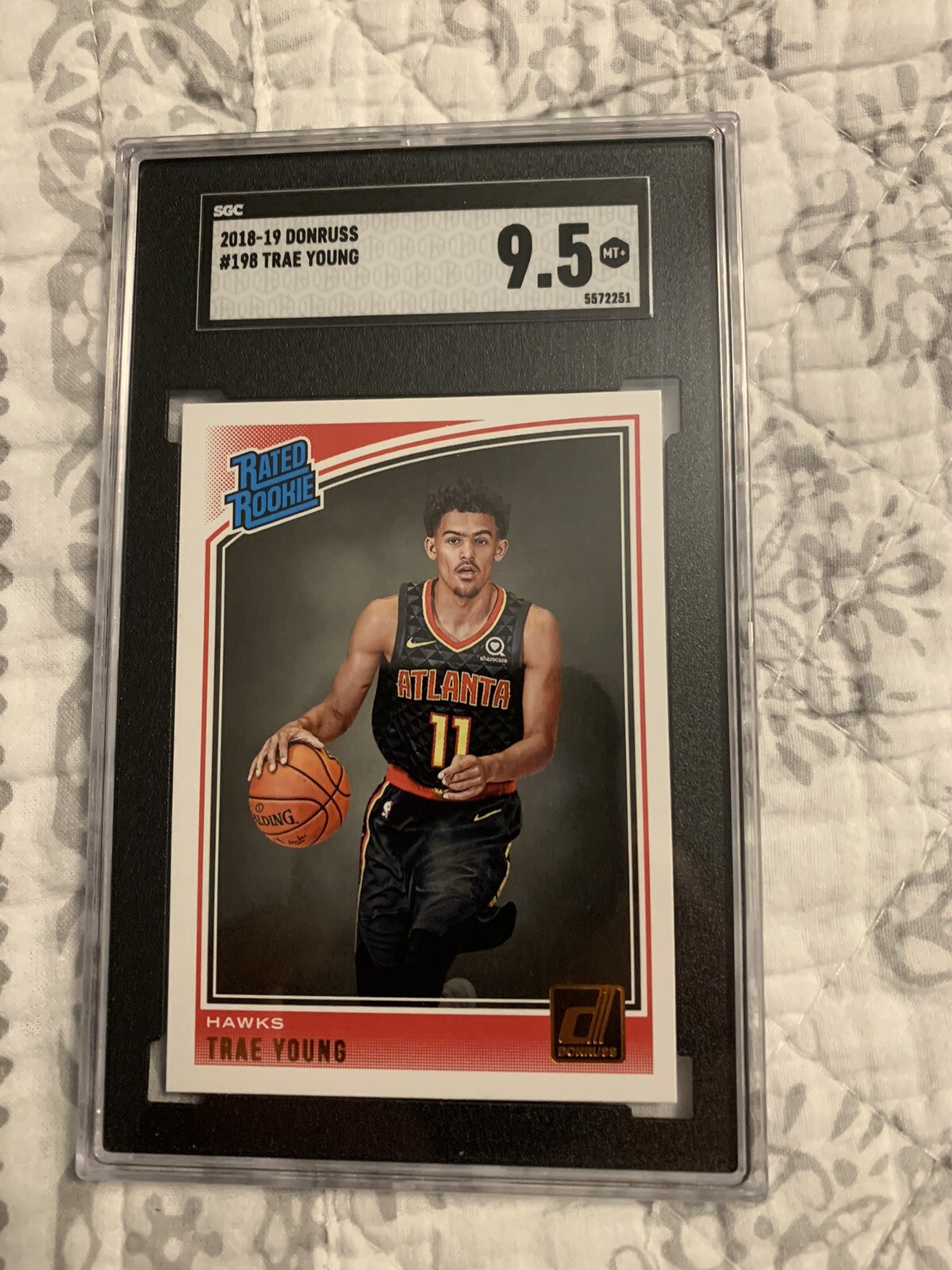 2018-19 Donruss TRAE YOUNG Rated Rookie Card Base #198 RC SGC 9.5 Mint+ ...