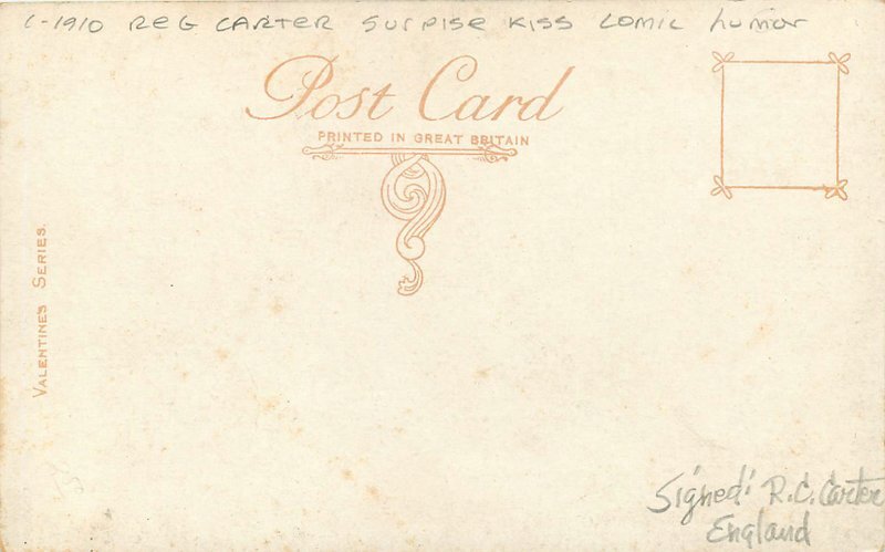 C-1910 Reg Carter surprise kiss comic humor artist impression Postcard ...