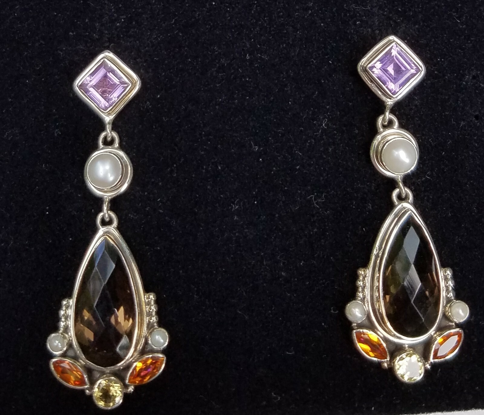 NEW Nicky Butler Raj Collection Silver Smoky Quartz Multigemstone Drop ...