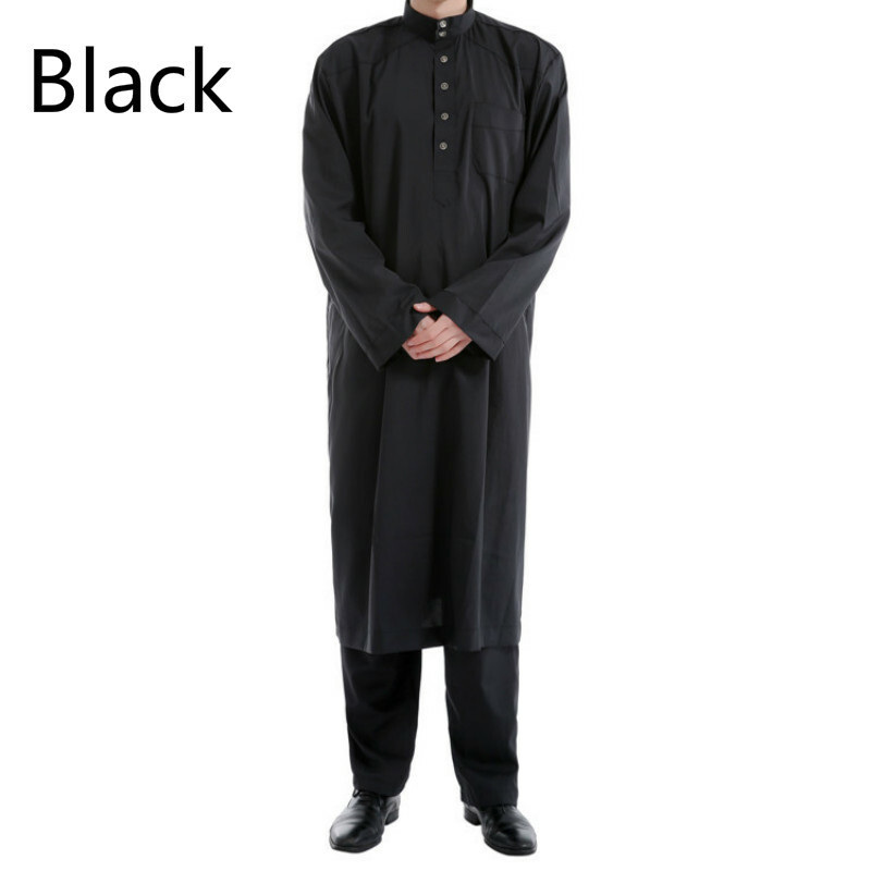 Men Muslim Robe Pants Saudi Style Islamic Kaftan Arab Clothing ...