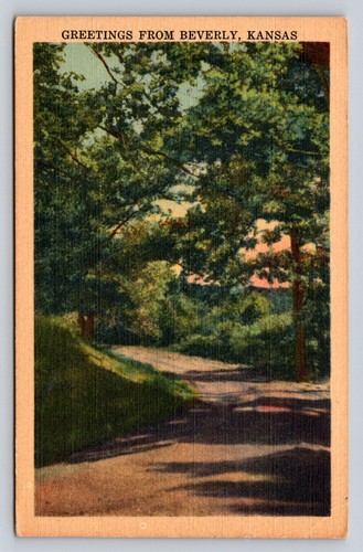 Linen Greetings From Beverly Kansas P791 Dirt Road | eBay