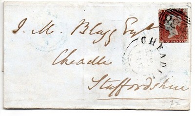 IMPERF 1d RED ENVELOPE HARROGATE TO CHEADLE, LEEDS & STONE MARKS | eBay UK