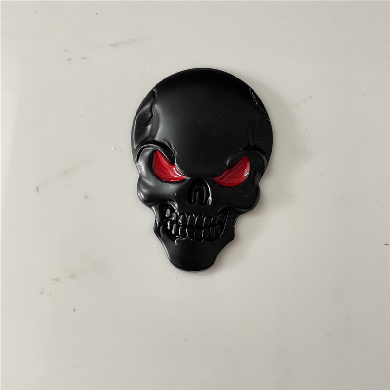 2pcs 3D Big Black Metal Skull Skeleton Evil Bone Car Emblem Badge ...