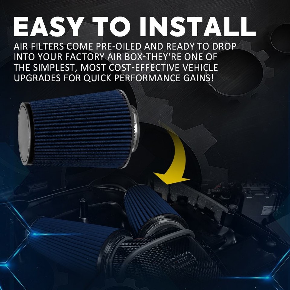 4" Universal Performance Truck High Flow Cold Air Cone Intake Dry ...