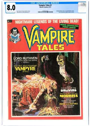 Vampire Tales #1 Cgc VF + 8.0 1973 Marvel Comics 1ST Solo Morbius ...