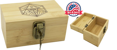 Vintage Lockable Decorative Bamboo Storage Box with Lid - Small Wooden ...
