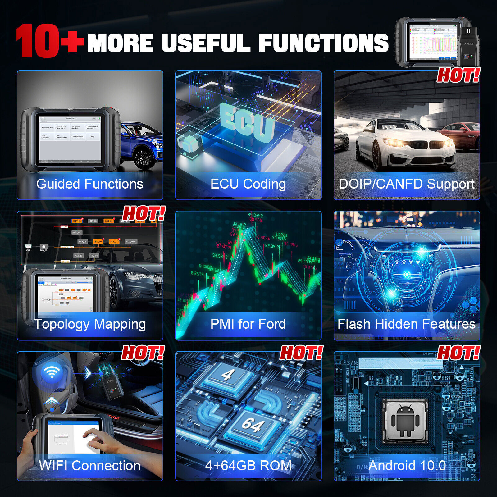 XTOOL D8W Full BiDirectional Diagnostic Scanner Topology Pre-Post Scan ...