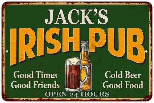Jack S Irish Pub Personalized Beer Metal Sign Bar Decor Gift