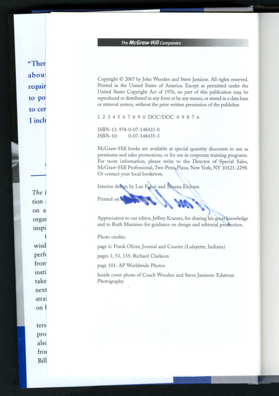 John Wooden SIGNED AUTOGRAPHED The Essential Wooden HC 1st Ed UCLA ...