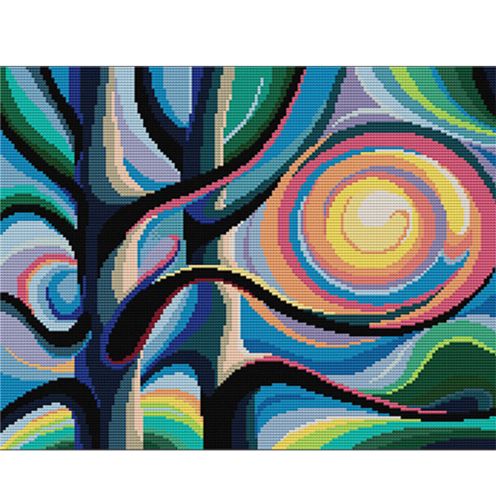 Full Embroidery Eco-cotton Thread 14CT Printed Winter Sun Cross Stitch ...