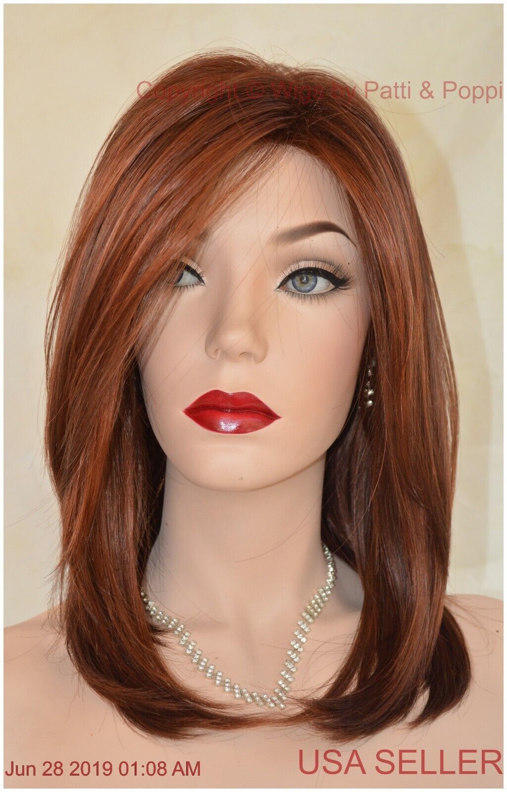 "LAINE" RENE OF PARIS WIG *CHESTNUT* SLINKY HOT MEDIUM BOB SIDE BANGS ...