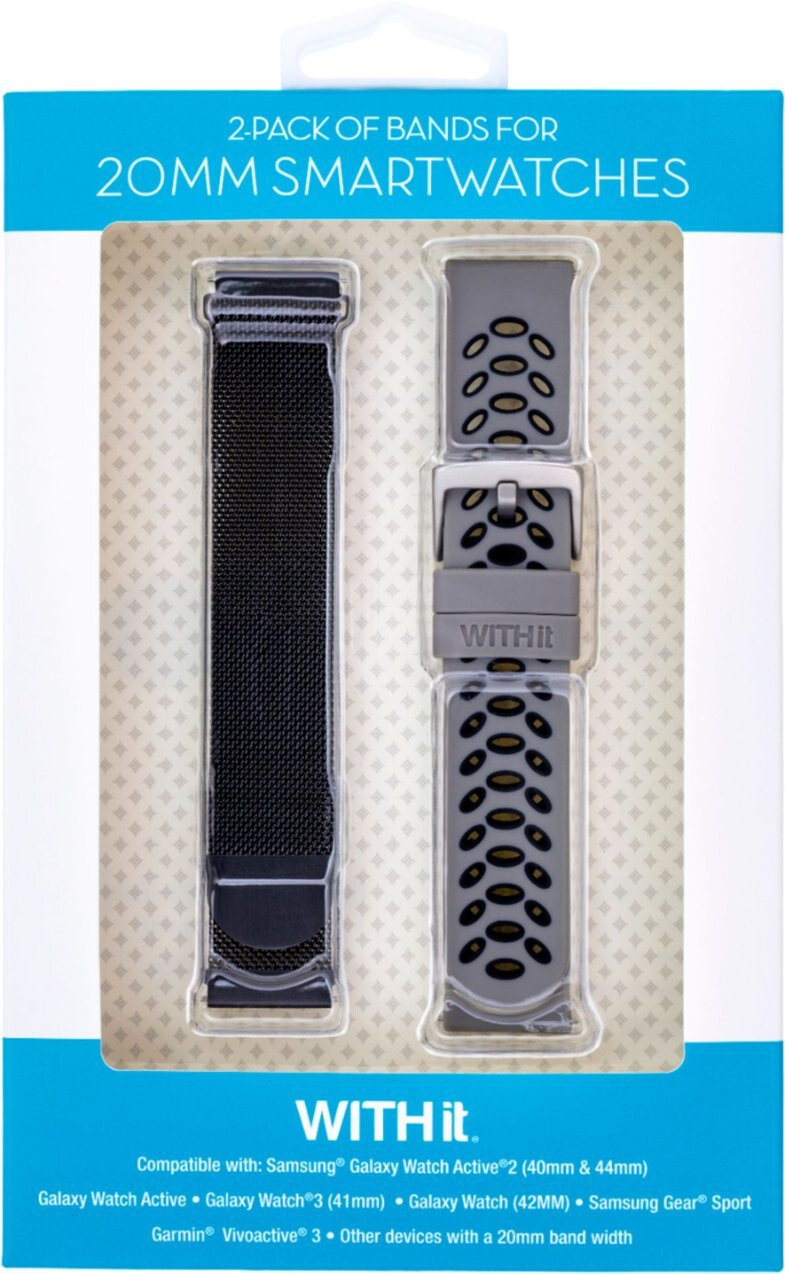 Withit - Universal Smartwatch Silicone and Mesh Sport Band 2-pack for ...