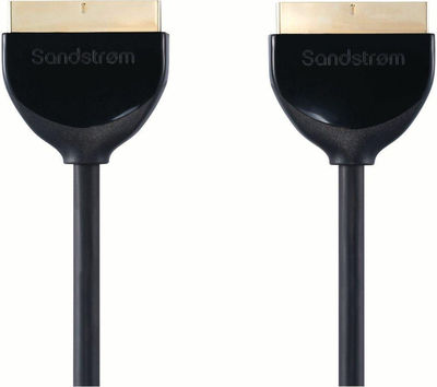 SANDSTROM AV Black Series Scart to Scart Cable TV DVD 3M Gold plated ...