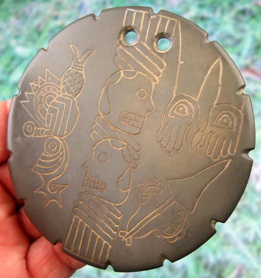 Super Fine Arkansas Drilled & Engraved Stone Sun Circle Gorget wt COA ...