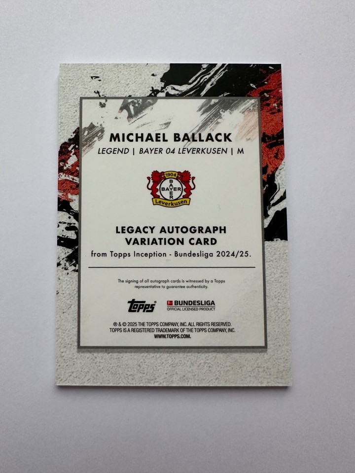 Topps Inception Bundesliga Michael Ballack Auto /49 Autograph ...