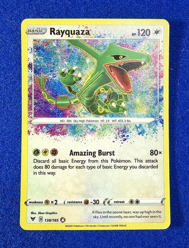 Rayquaza 138/185 Vivid Voltage Set AMAZING RARE Pokemon Card NEAR MINT ...