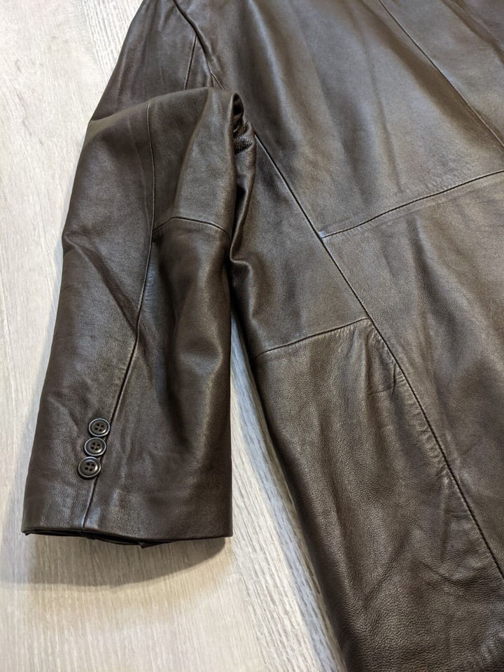 J. Ferrar Mens Leather 3 Button Blazer Coat Dark Brown size L | eBay