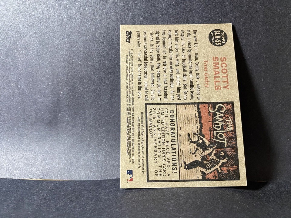 2018 Topps Archives Scotty Smalls Autograph Sandlot Auto Signed 1962 ...