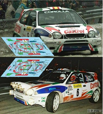Stickers Toyota Corolla WRC Rallye Montecarlo 1998 1:43 32 24 Stickers ...